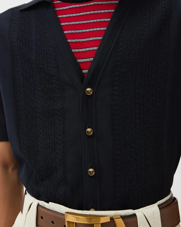 Versace V-neck Knitted Polo Shirt