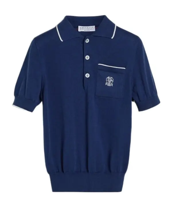 Brunello Cucinelli Logo Knit Polo Shirt
