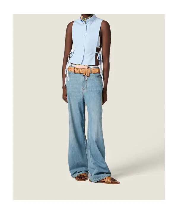 Miu Miu Logo-embroidered Denim Jeans - Blue