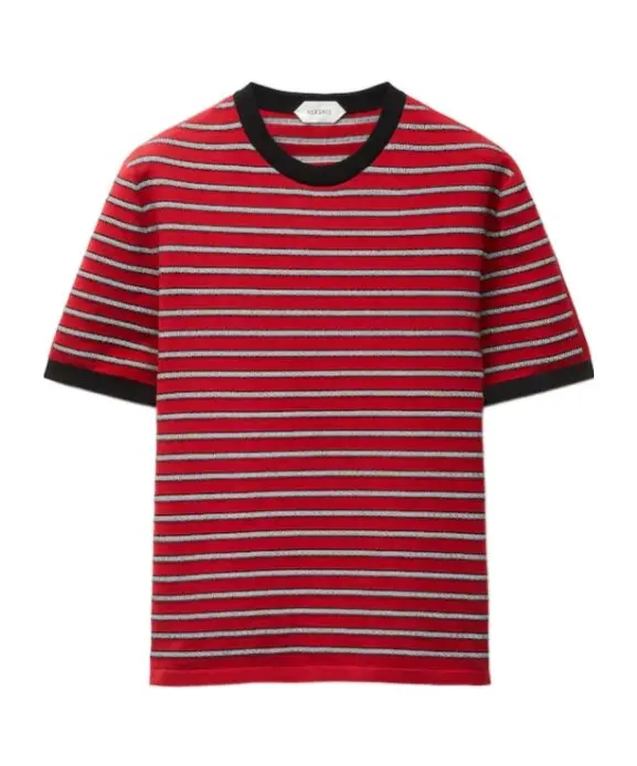 Versace Greca-jacquard Striped Knitted T-shirt