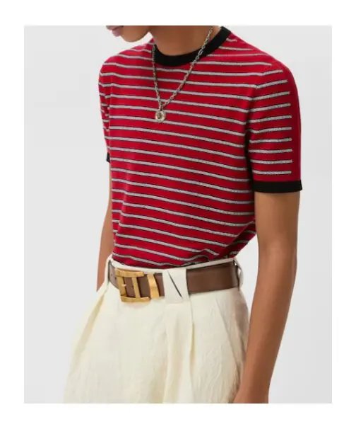 Versace Greca-jacquard Striped Knitted T-shirt