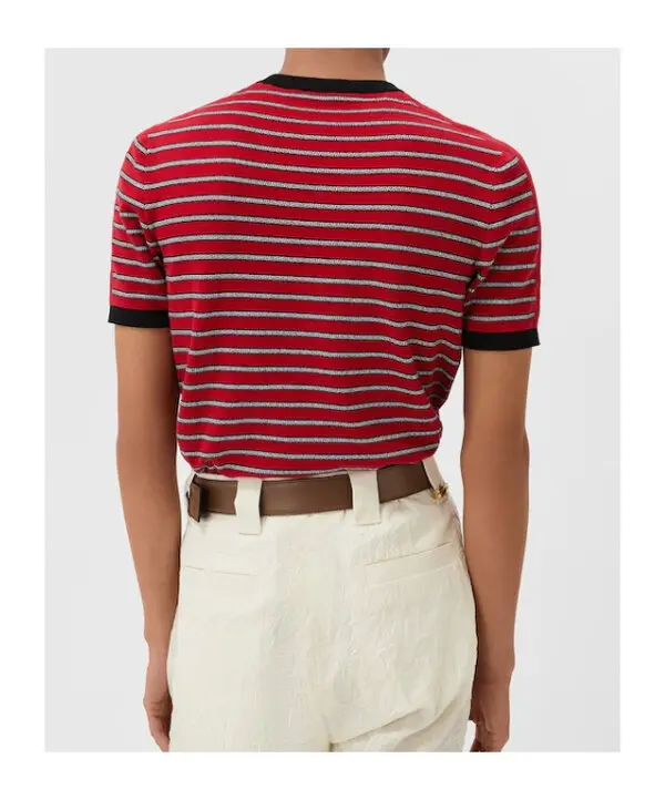 Versace Greca-jacquard Striped Knitted T-shirt