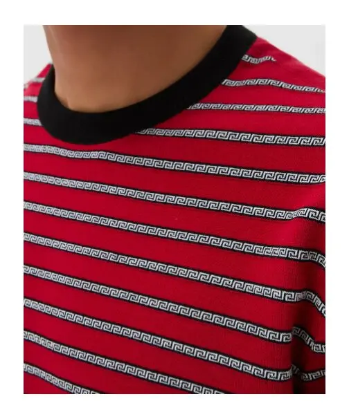 Versace Greca-jacquard Striped Knitted T-shirt