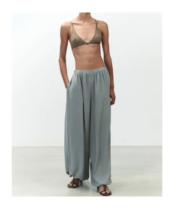 ALYSI Wide-leg Silk Drawstring Trousers