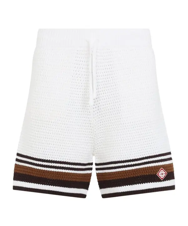 Casablanca Crochet-knit Stripe Drawstring Shorts - White