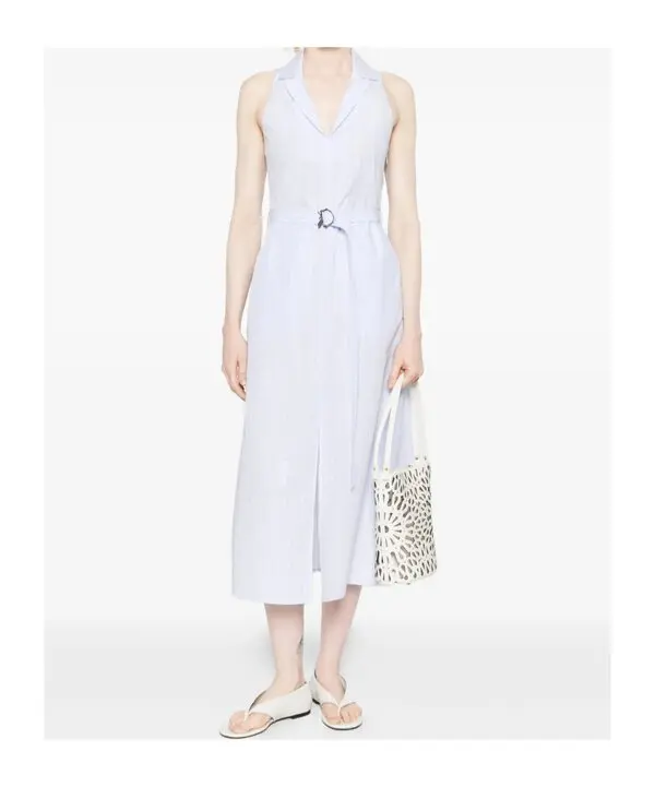 Patrizia Pepe Striped Belted Midi Dress - Blue