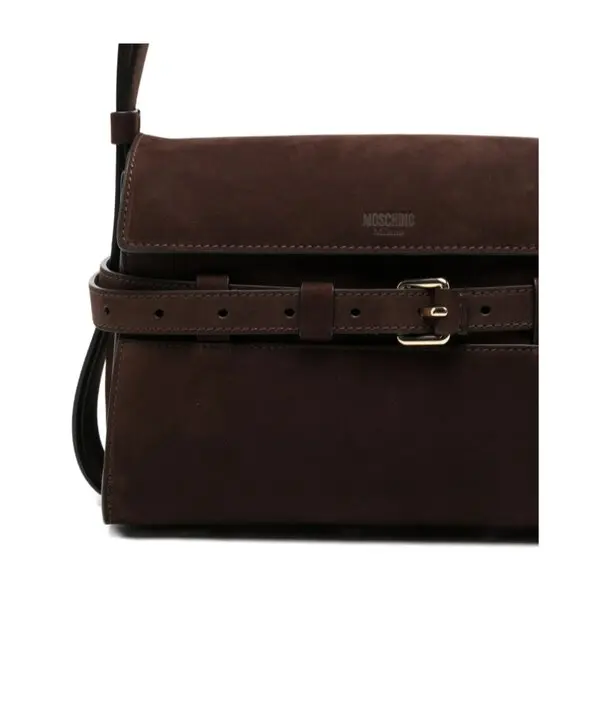 Moschino Buckle Suede Cross Body Bag