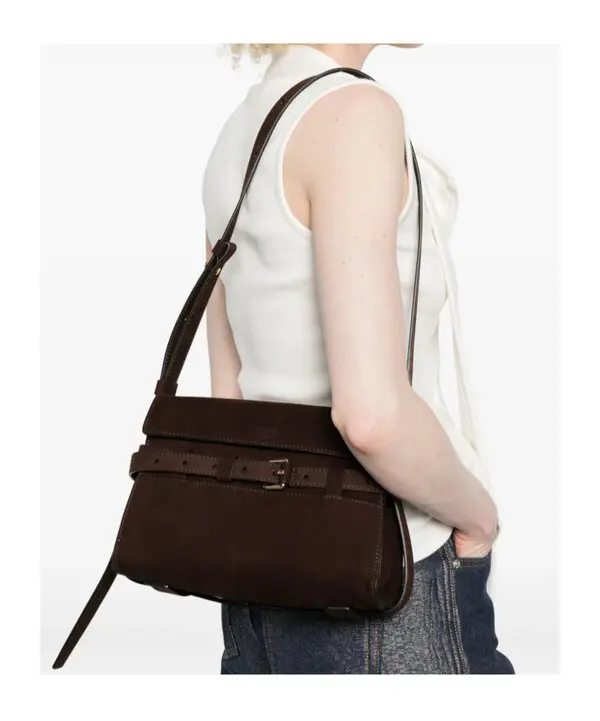 Moschino Buckle Suede Cross Body Bag