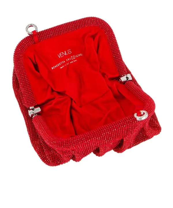 Benedetta Bruzziches Embellished Gathered Clutch Bag With Crystals
