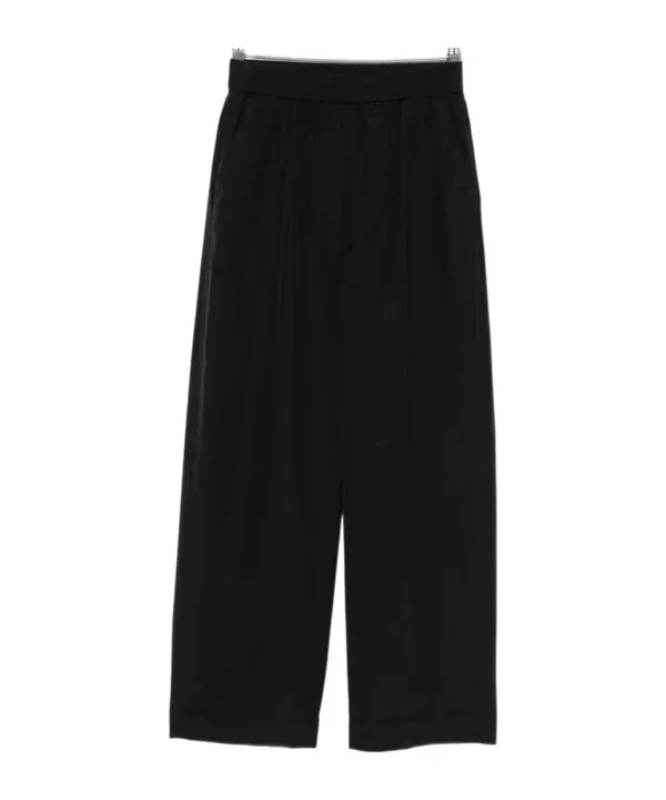 Peserico Elasticated Waistband Trousers With Turned-up Cuffs - Black