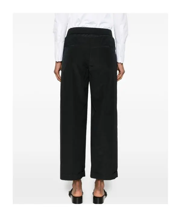 Peserico Elasticated Waistband Trousers With Turned-up Cuffs - Black