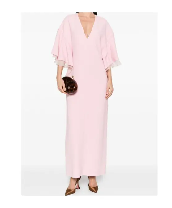 Alberta Ferretti Ruffled V-neck Maxi Dress