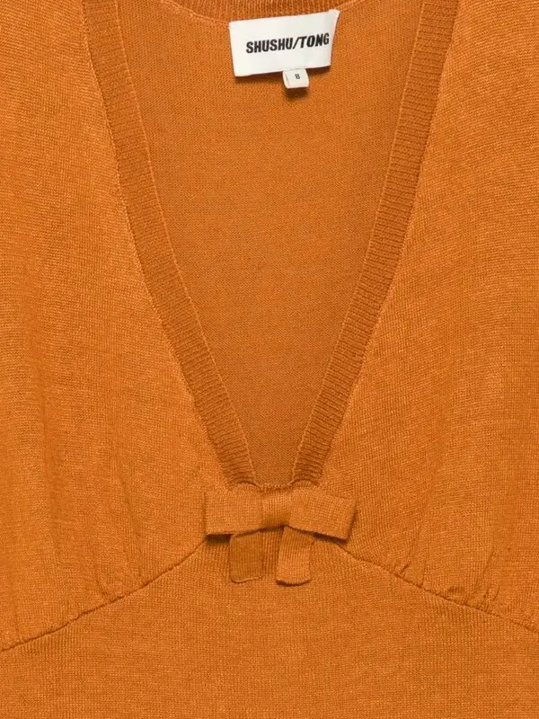 SHUSHU/TONG Sleeveless Knit Top With Bow Detail
