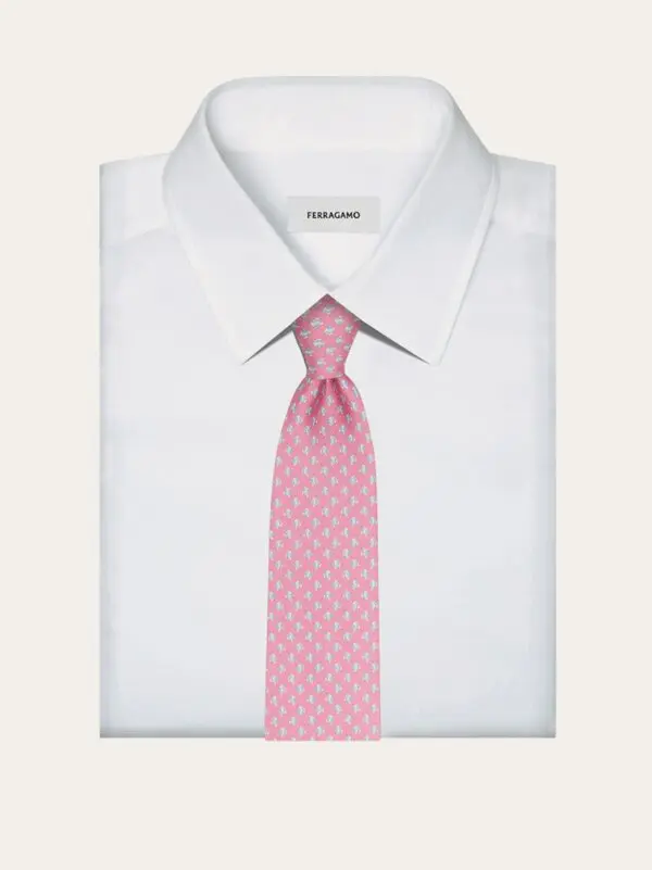 FERRAGAMO Mini Fish Print Silk Neck Tie