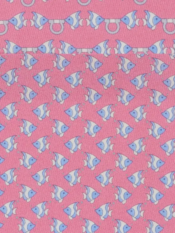FERRAGAMO Mini Fish Print Silk Neck Tie