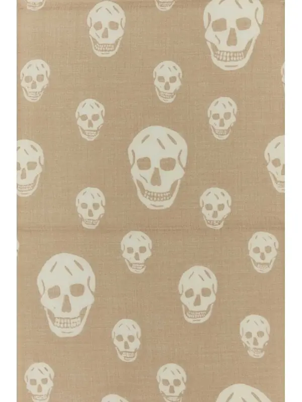Alexander McQueen Skull Printed Fringed Edge Scarf