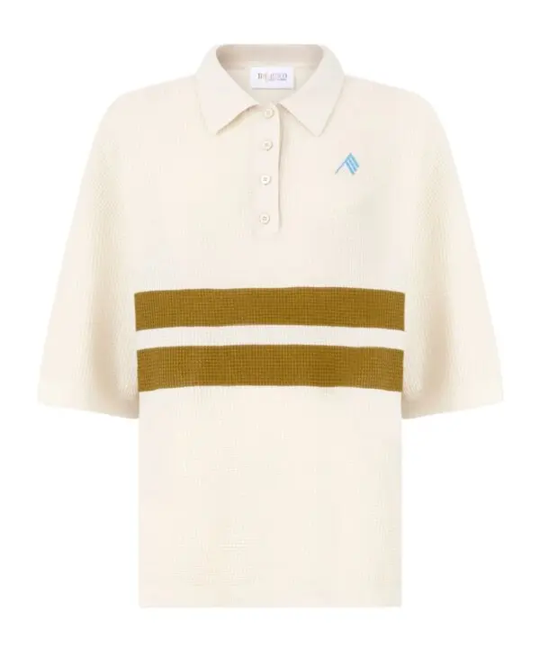 Attico Cotton Knit Polo Shirt - Light Yellow And Dark Brown