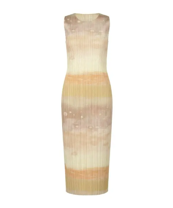 PLEATS PLEASE BY ISSEY MIYAKE Sleeveless Abstract-print Midi Dress