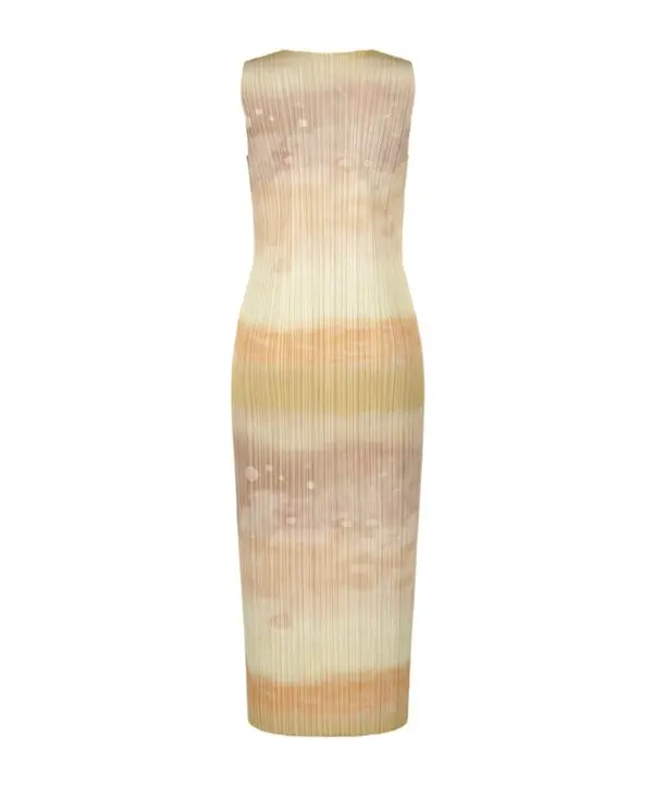PLEATS PLEASE BY ISSEY MIYAKE Sleeveless Abstract-print Midi Dress