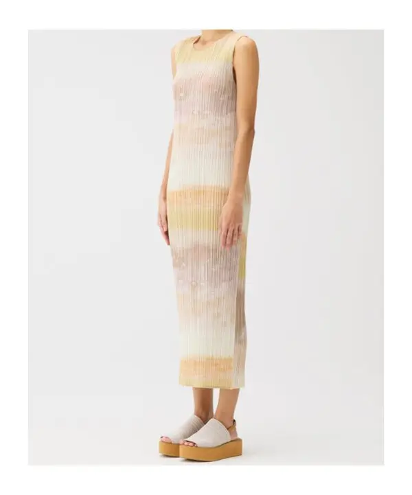 PLEATS PLEASE BY ISSEY MIYAKE Sleeveless Abstract-print Midi Dress