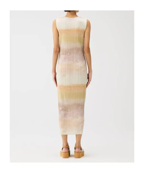 PLEATS PLEASE BY ISSEY MIYAKE Sleeveless Abstract-print Midi Dress