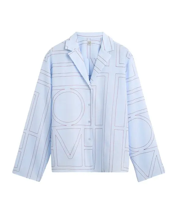 TOTEME Geometric Pattern Long Sleeve Shirt - Sky-blue