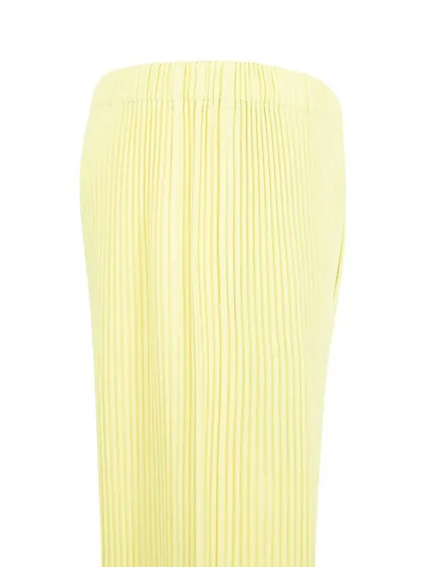 Issey Miyake Ribbed Plissé-effect Trousers - Yellow