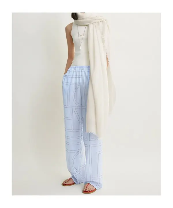 TOTEME Elasticated Waistband Trousers With Geometric Print - Sky Blue