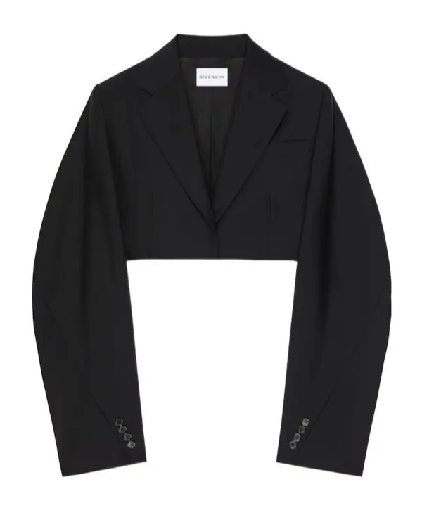 Givenchy Cropped Cocoon Jacket In Wool And Mohair - Black