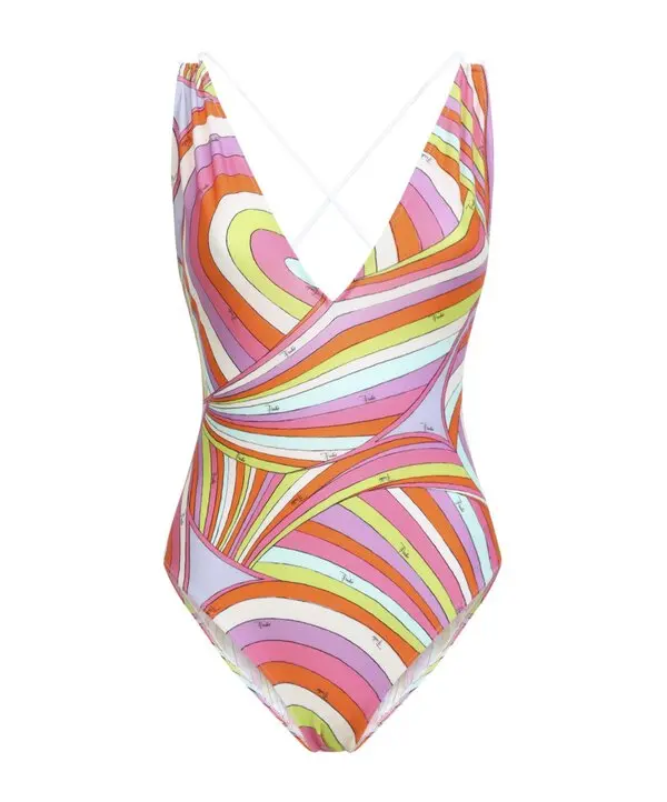 Emilio Pucci Printed Crossover Swimsuit - Multicolor
