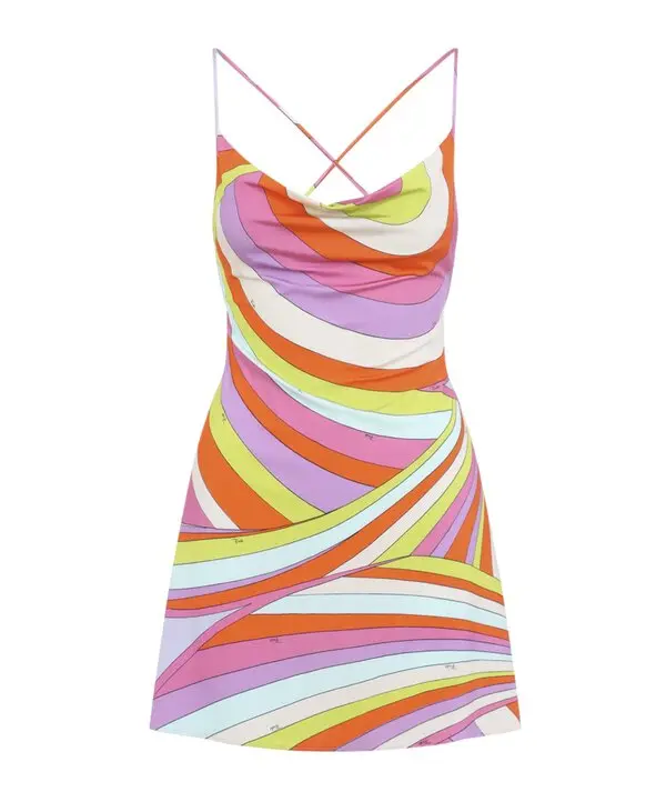 Emilio Pucci Printed Cowl Neck Mini Dress - Multicolor