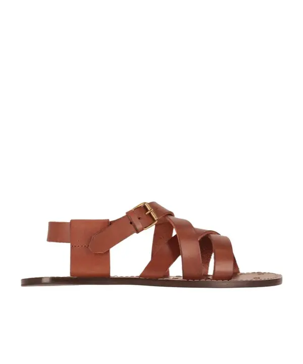 Saint Laurent Cheever Buckle-fastening Flat Sandals - Brown