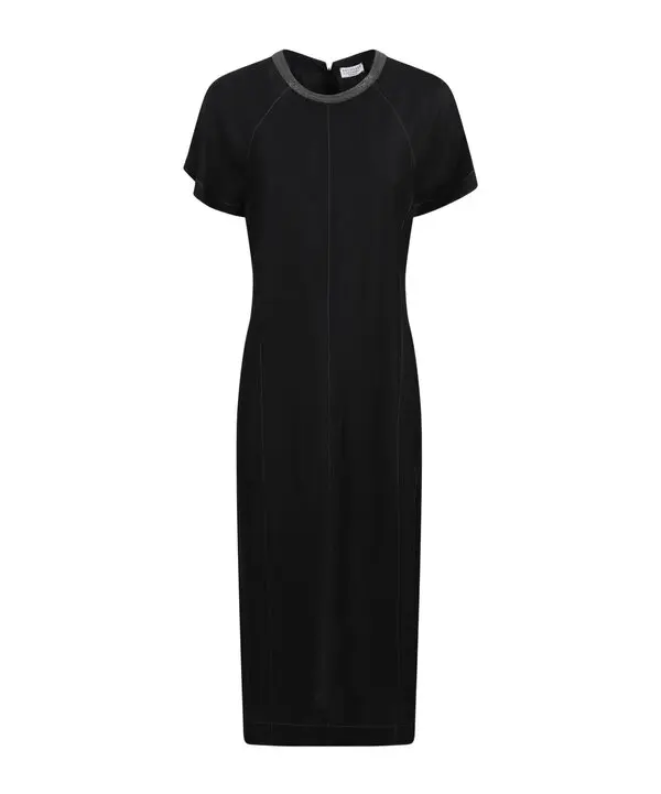 Brunello Cucinelli Short-sleeved Dress With Back Slit
