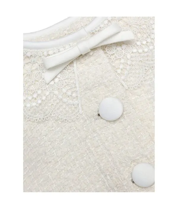 SELF-PORTRAIT Boucle Lace Collar Jacket - Cream