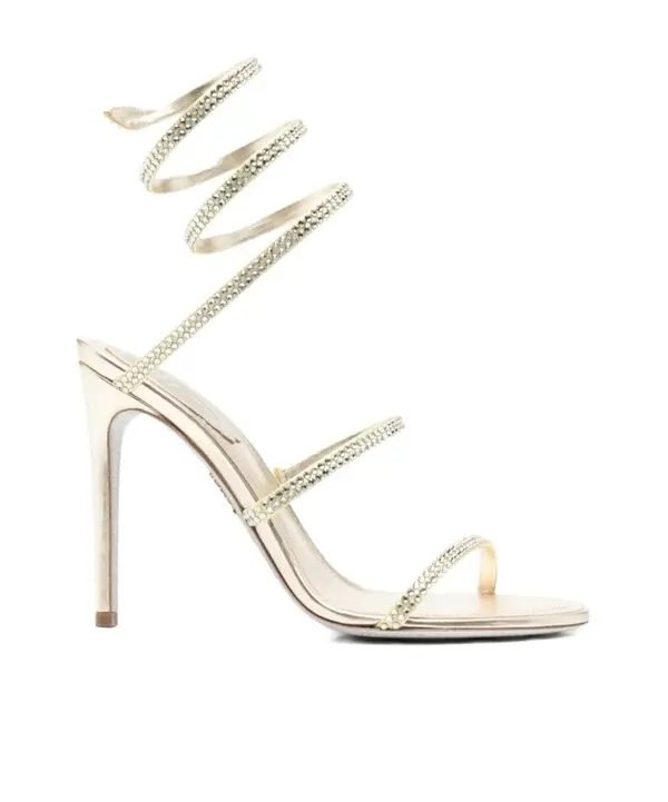 Rene Caovilla 105mm Cleo Spiral Heeled Sandals - Yellow