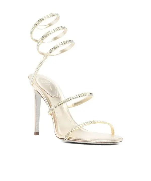 Rene Caovilla 105mm Cleo Spiral Heeled Sandals - Yellow