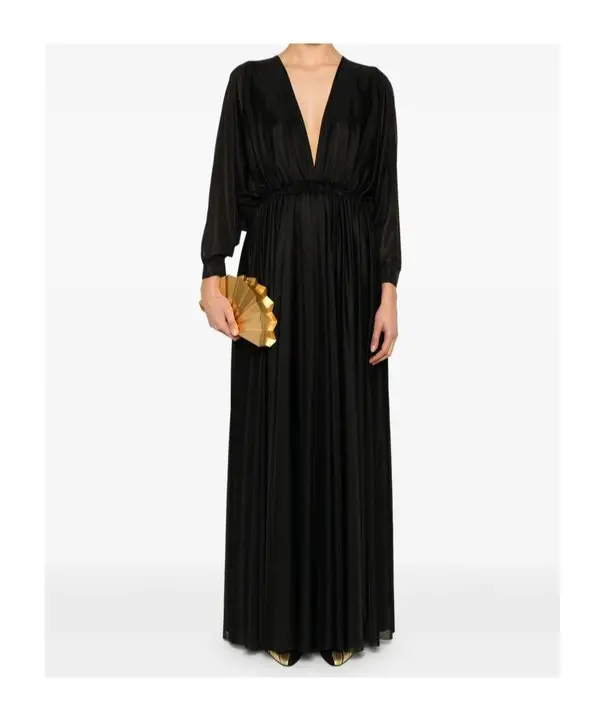 Pinko Maxi Dress With Deep V-neck And Cutout Detail