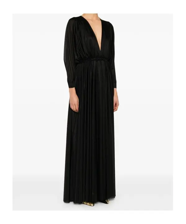 Pinko Maxi Dress With Deep V-neck And Cutout Detail