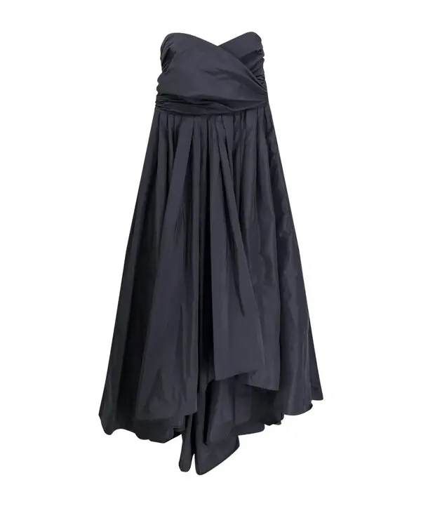Pinko Strapless Pleated Asymmetrical Midi Dress