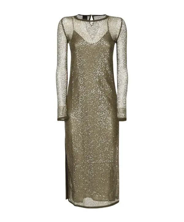 Pinko Sequinned Long Sleeve Maxi Dress