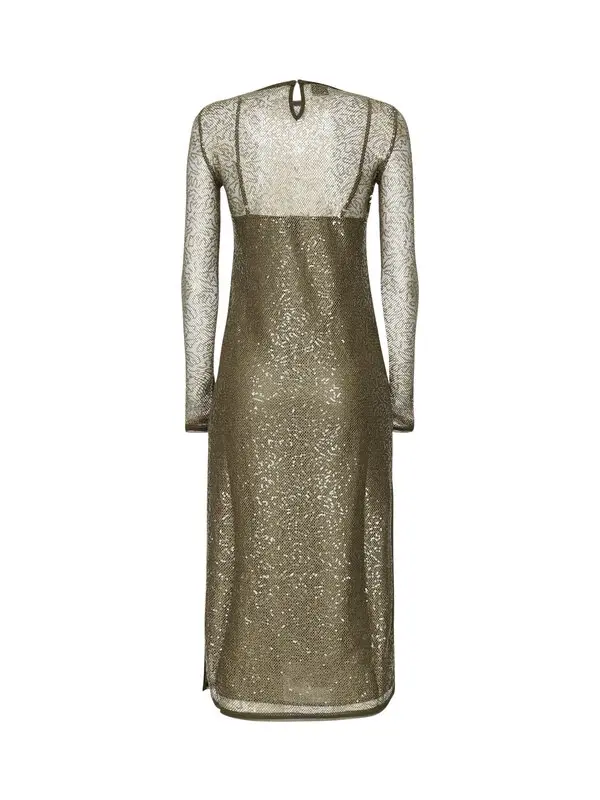 Pinko Sequinned Long Sleeve Maxi Dress