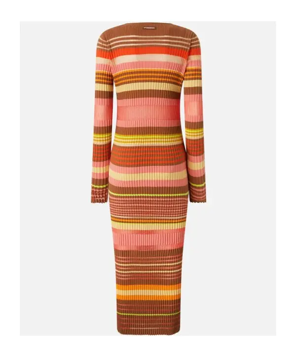 Pinko Striped Ribbed Knit Midi Dress