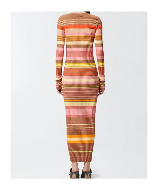 Pinko Striped Ribbed Knit Midi Dress