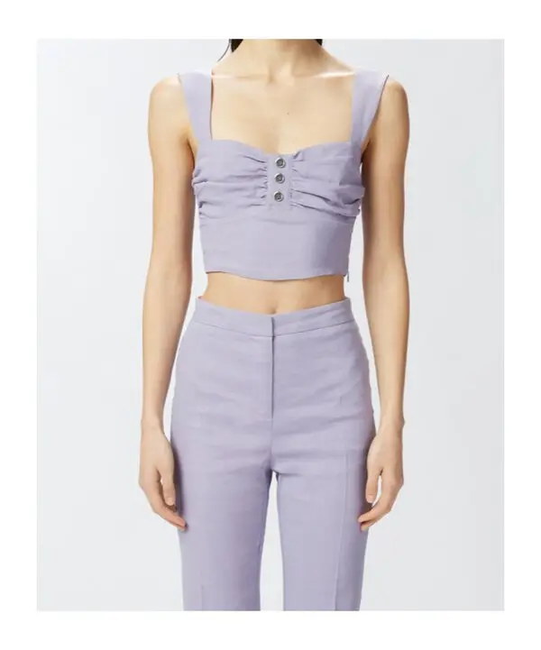 Pinko Ruched Sweetheart Neckline Cropped Top