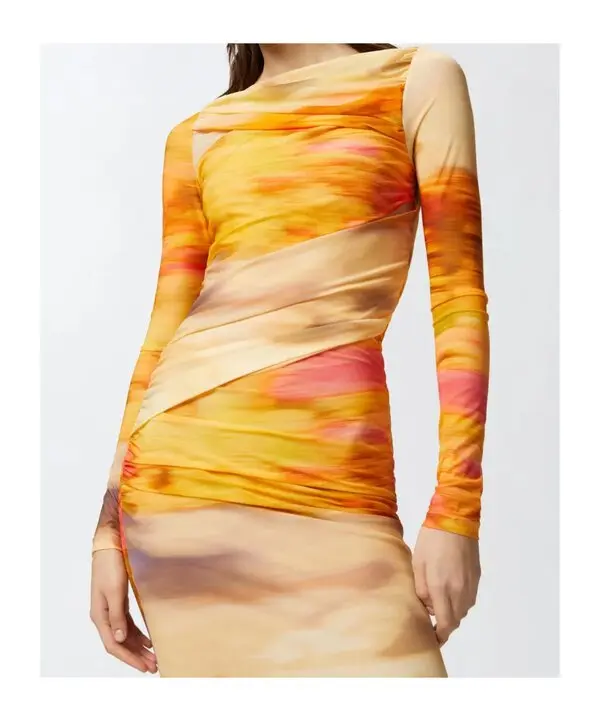 Pinko Boat Neck Long Sleeve Printed Dress