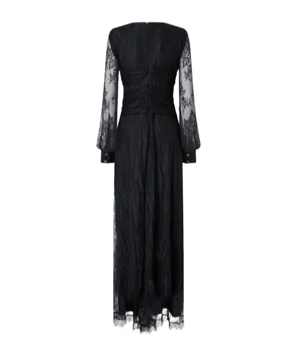 Pinko Long Lace Dress With V-neck
