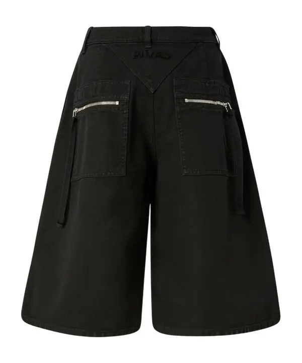 Pinko Wide-leg Bermuda Shorts With High Waist And Pleats - Black