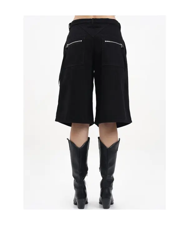 Pinko Wide-leg Bermuda Shorts With High Waist And Pleats - Black