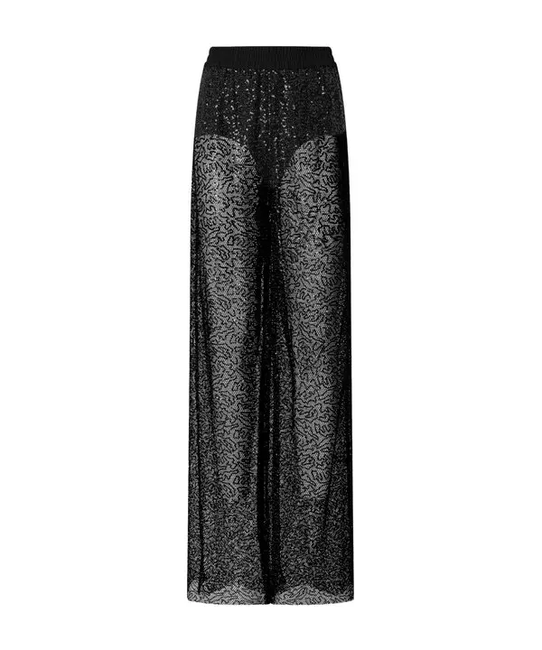 Pinko Sheer Sequinned Wide-leg Trousers
