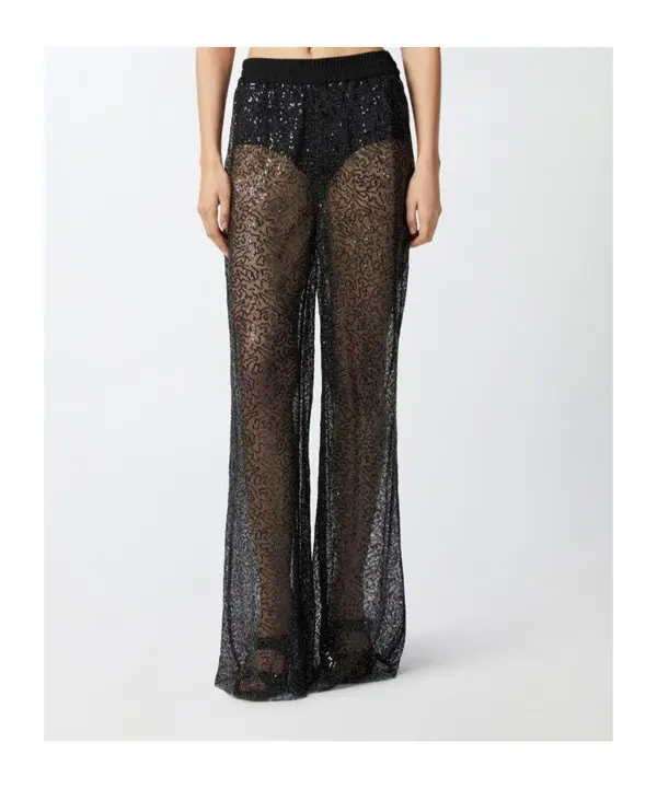 Pinko Sheer Sequinned Wide-leg Trousers